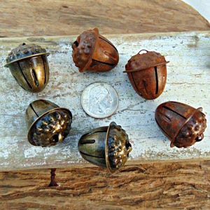 Acorn Jingle Bells ~ Rustic Antique Brass + Antique Copper ~metal Bells ...