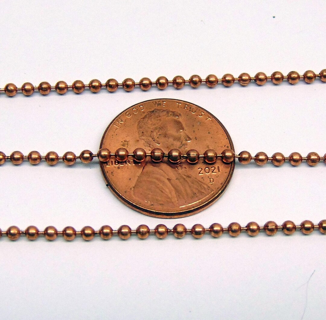 Petite COPPER 1.8mm Ball CHAIN #1 Size Small Round Bead Lengths 10, 25 ...