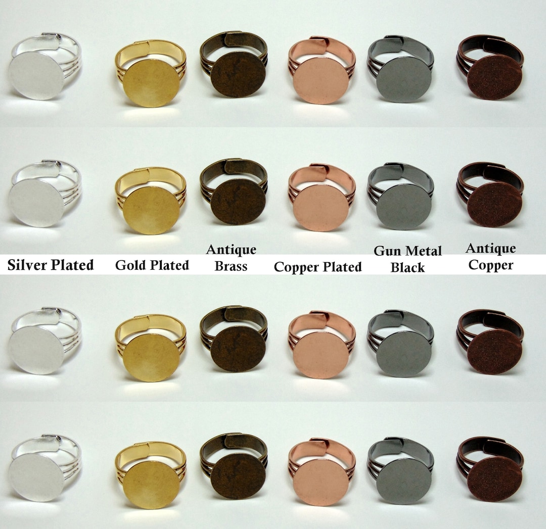 Adjustable RING BLANKS 16mm Round Flat Pad ~ Sturdy ~ Pick Color or Mix ...
