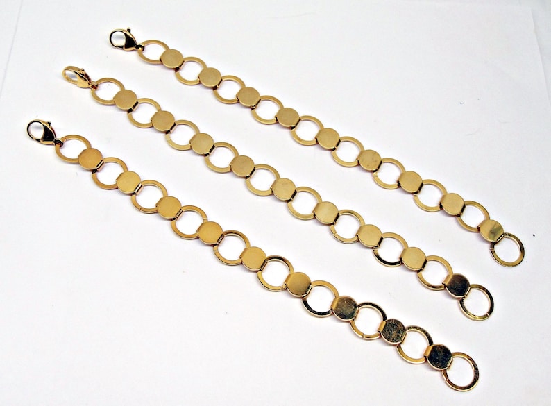 BRACELET BLANKS Forms ~ 9 Round PADS W/ Flat Connecting Loop Gold ...
