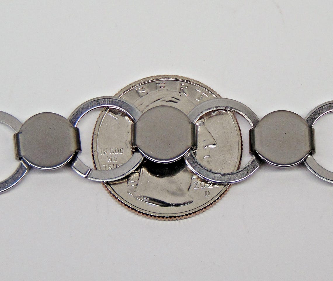 BRACELET BLANKS Forms ~ 9 Round PADS W/ Flat Connecting Loop Stainless ...