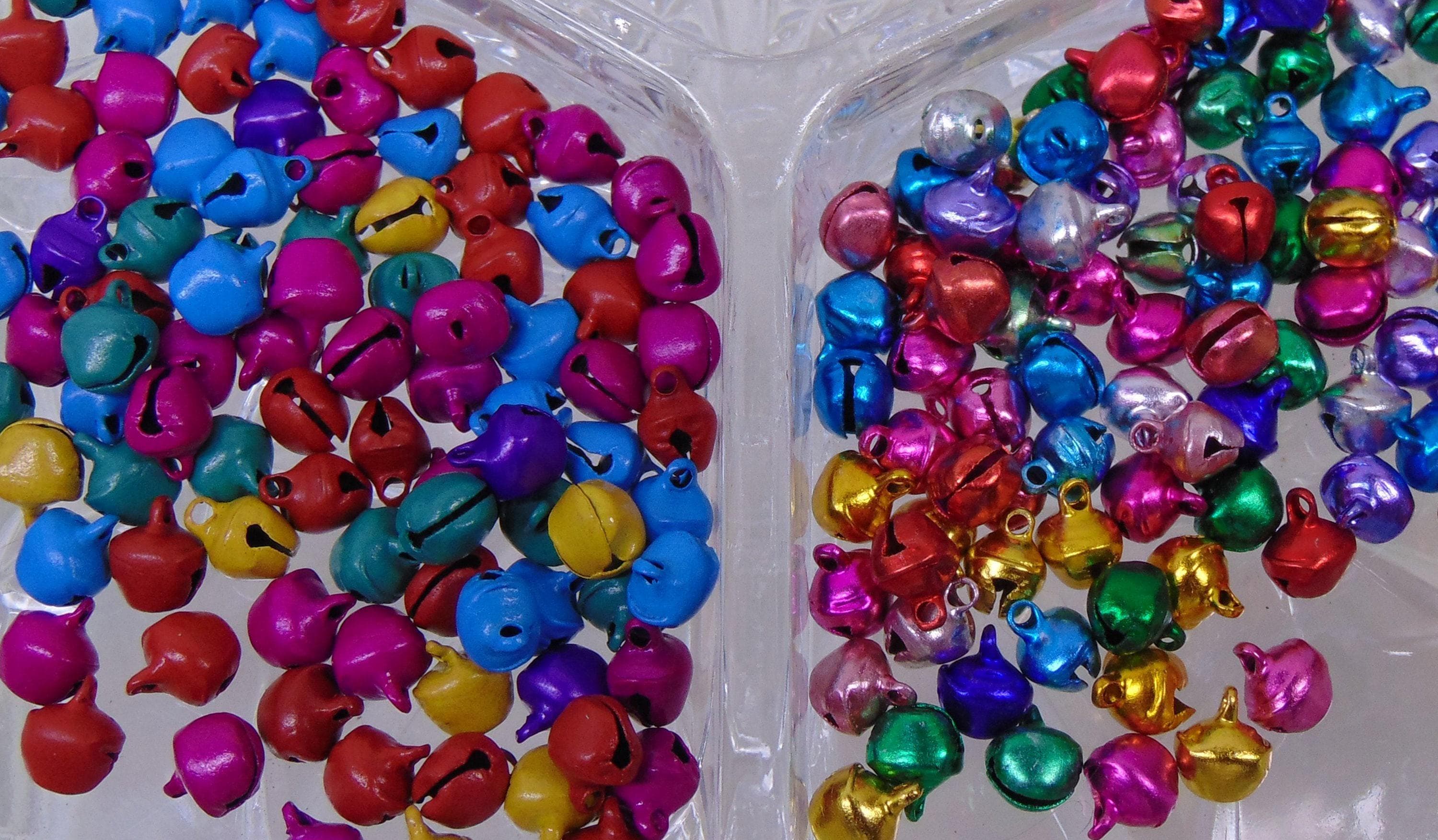 Mini JINGLE BELLS 8mm Bright Jewel Mix and Dark Pastel Mix ~ Top Loop ...
