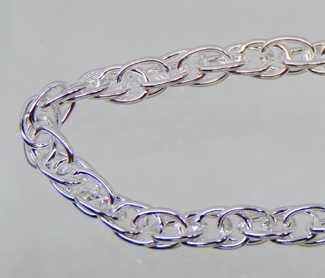 Double Link Chain Silver Plated 4mm Links ~ Rope Chain ~ 4mm Oval Links ...