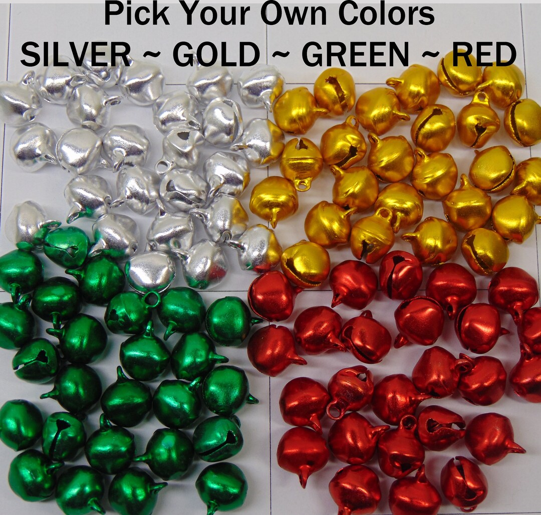 RED Green GOLD Silver Craft Jingle Bells Pick Your Colors Mix 12mm ...