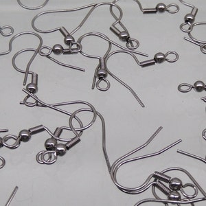 72 Pairs - 144 Surgical Stainless STEEL EAR WIRES French Hooks W/ Bead ...