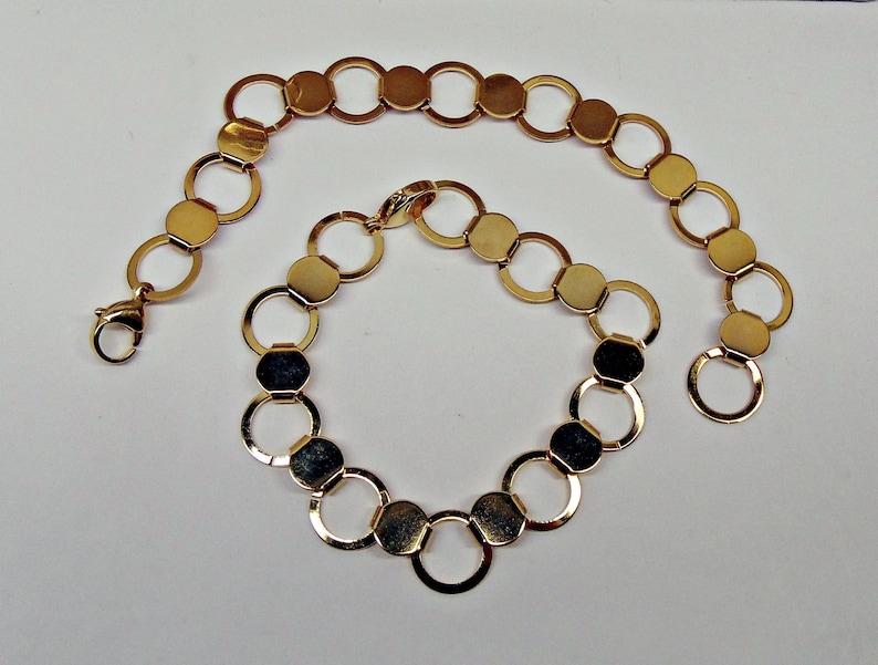 BRACELET BLANKS Forms ~ 9 Round PADS W/ Flat Connecting Loop Gold ...