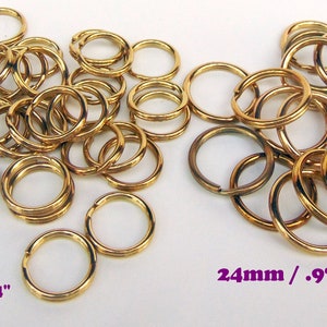 Solid Brass Split Rings 24mm (0.97") and 18mm (0.74") Non Corrosive No Nickel or Lead ~ Polished ...