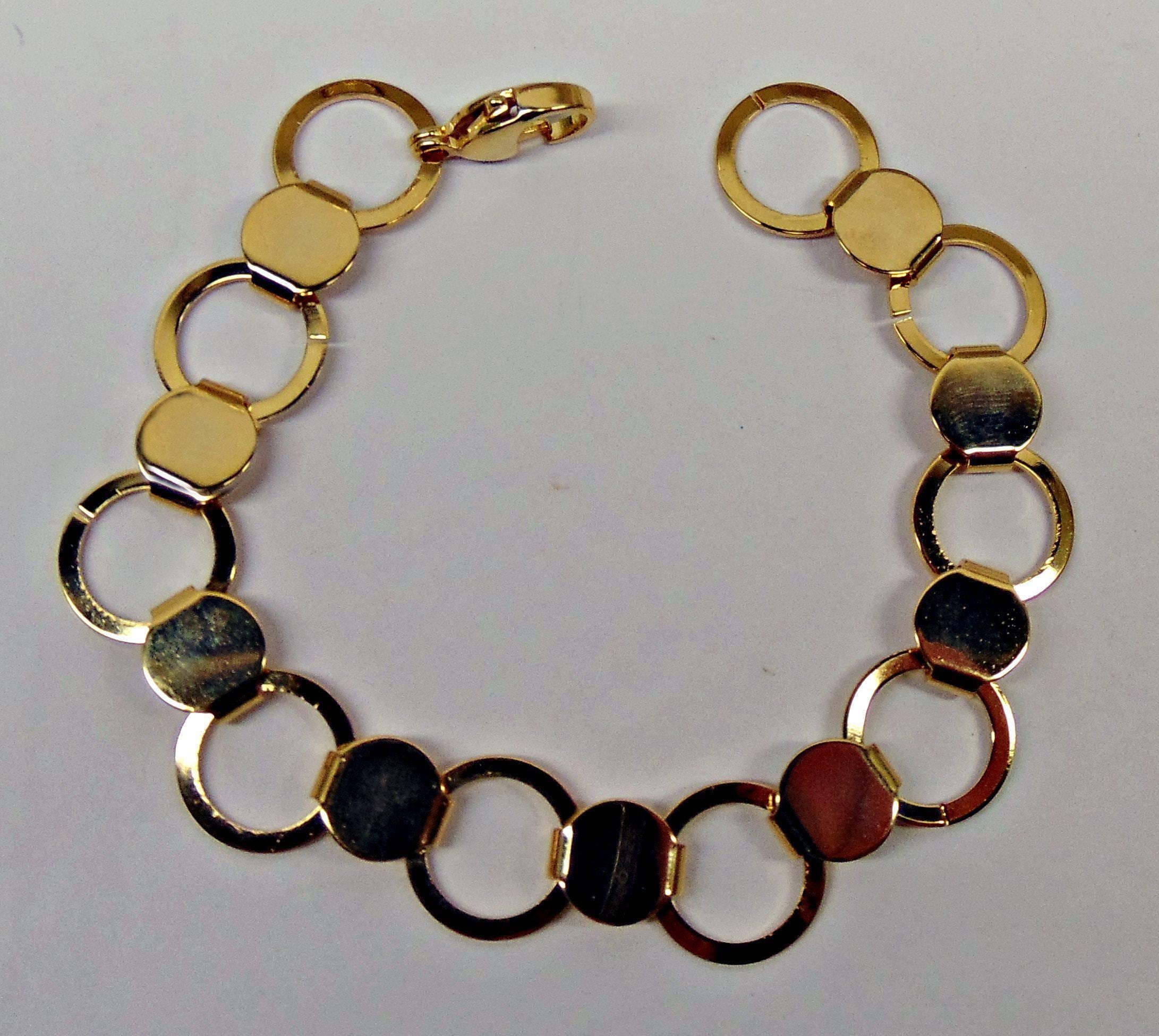 BRACELET BLANKS Forms ~ 9 Round PADS W/ Flat Connecting Loop Gold ...