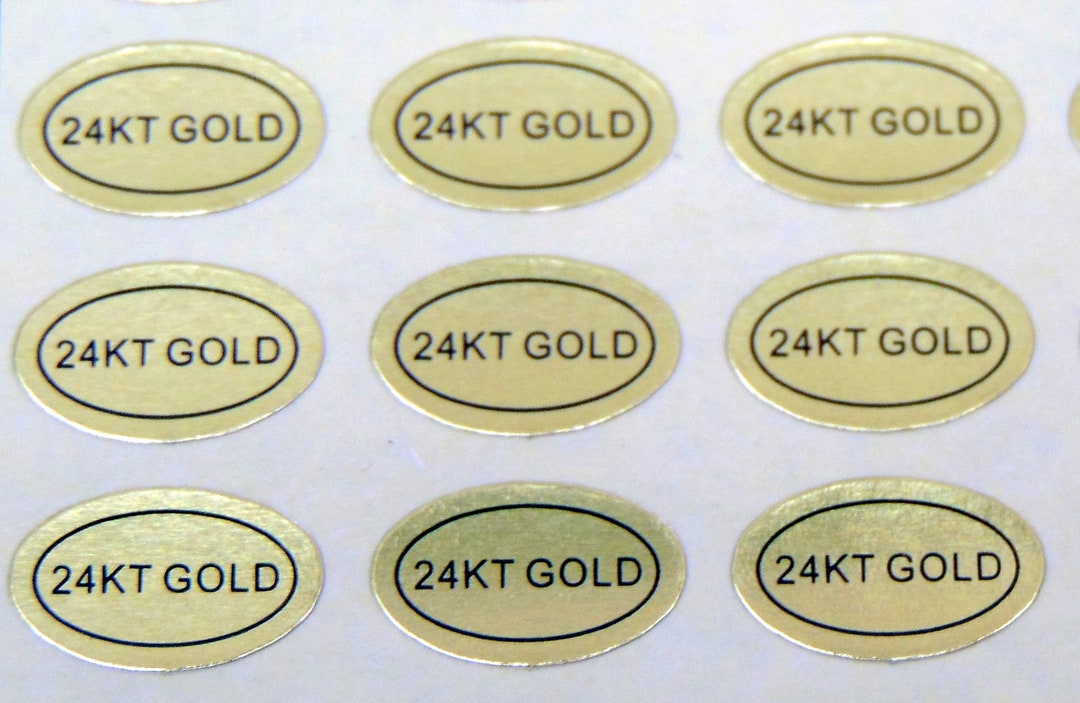 Gold Foil Labels Marked 24KT GOLD Peel off Adhesive Labels Tags ~ Oval ...
