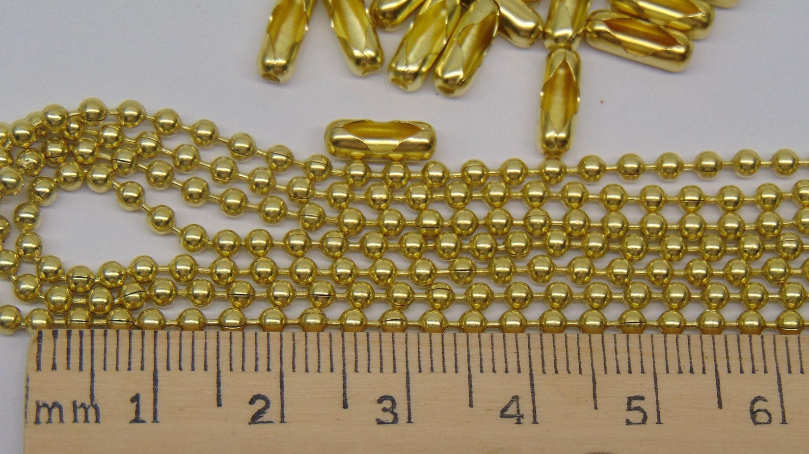 BRASS BALL CHAIN 2.4mm Round Bead / #3 Size ~bulk Lengths 5 Feet, 10-ft ...