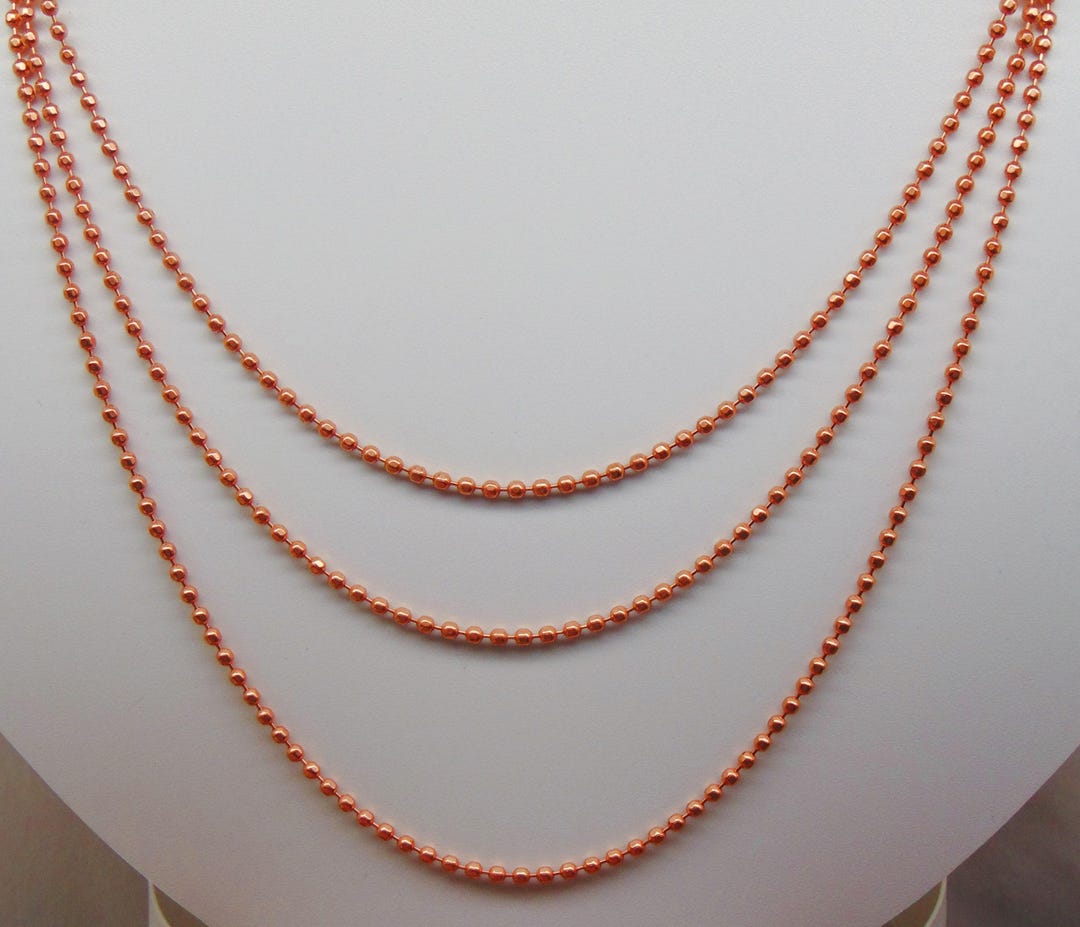 COPPER BALL CHAIN Necklaces 2.4mm Faceted Bead / #3 Size Various ...