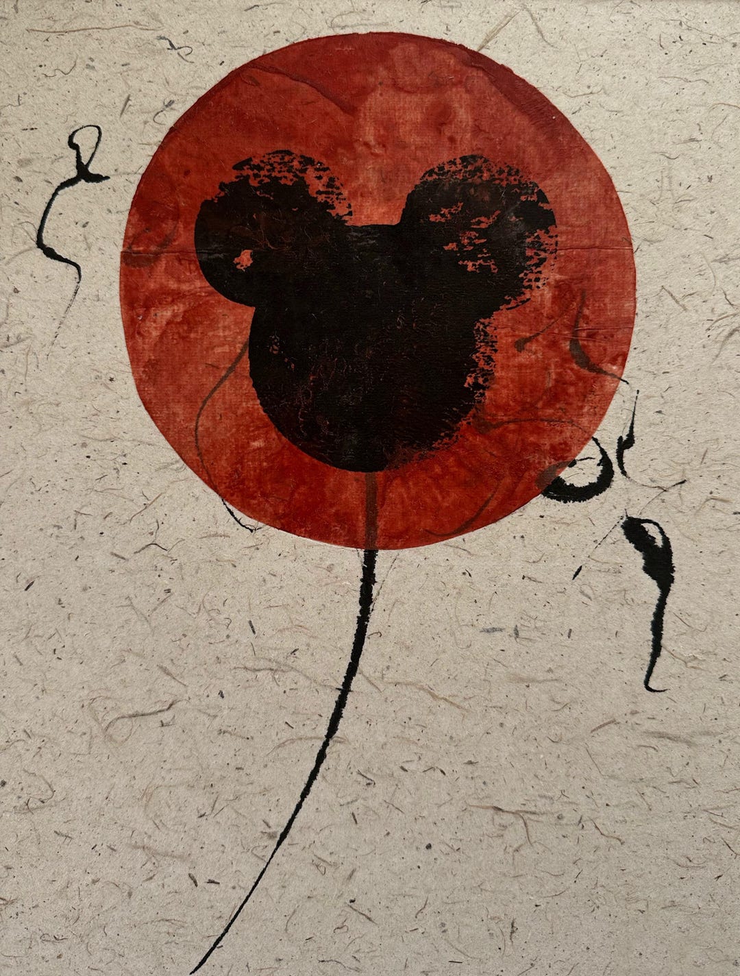 ORIGINAL Mickey Art Single Red Balloon 16 X 20 Encaustic Monotype ...