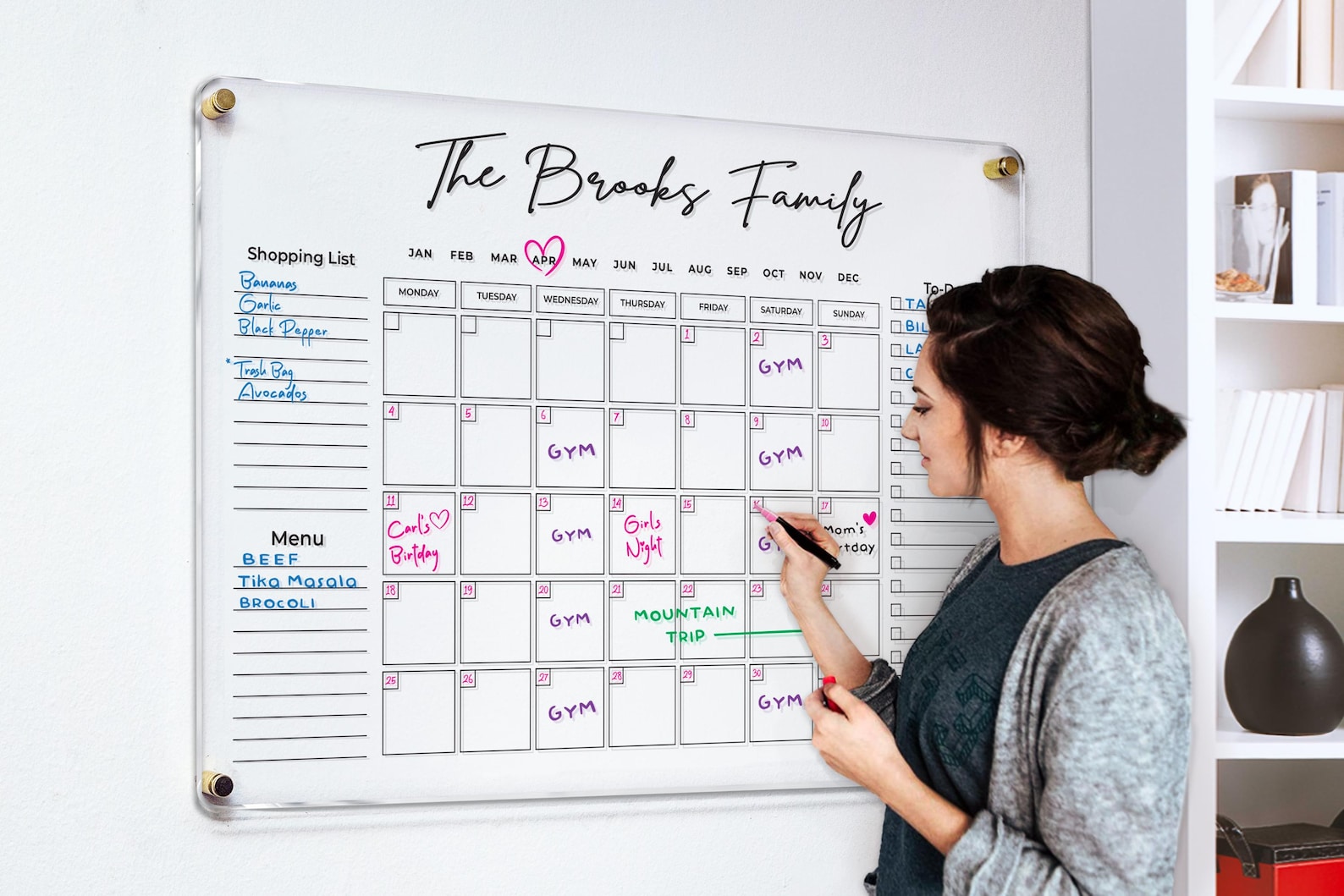 Custom Acrylic Family Planner – Monthly and Weekly Wall Calendar and ...