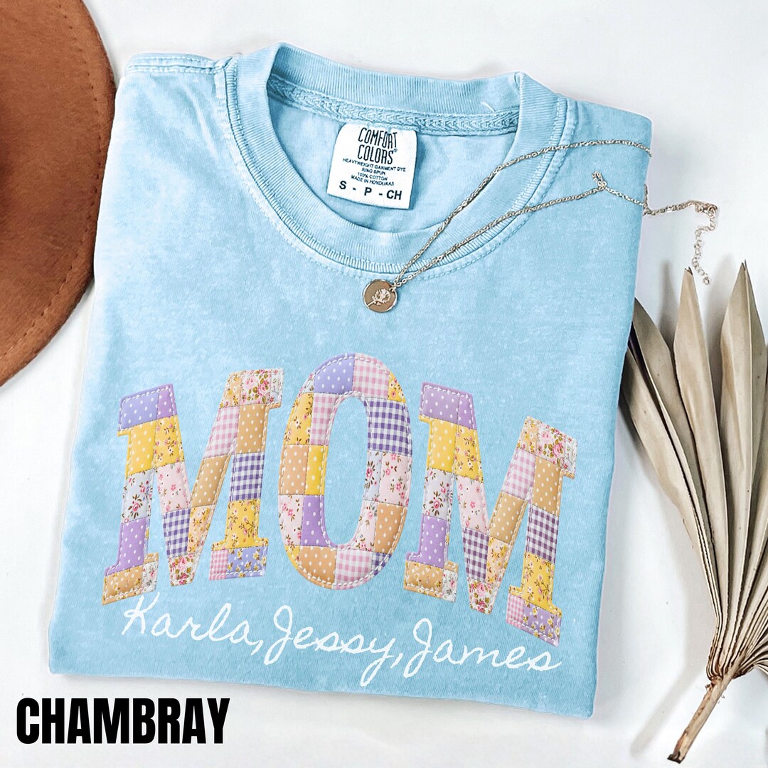 Personalized Mom Faux Patchwork Shirt With Kids Names, Floral Mom Shirt ...