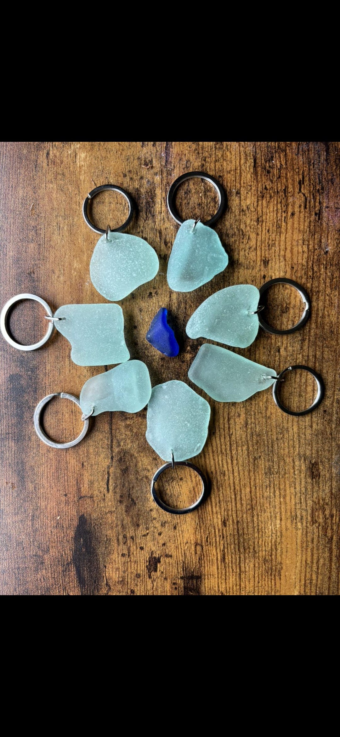 Big Blue Old Thick Blue Sea Glass Key Rings From Whitby Beach - Etsy