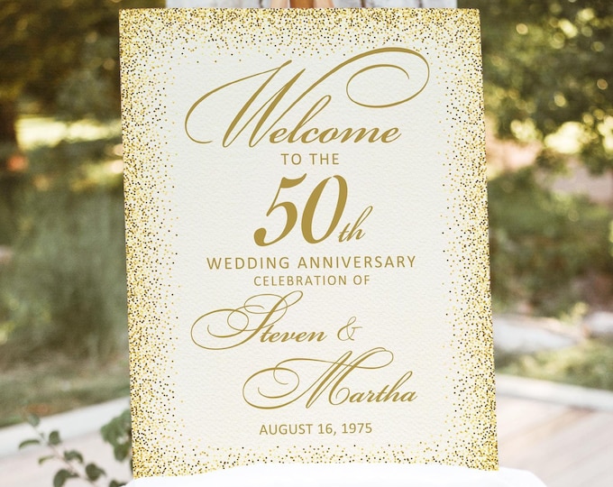 Wedding Anniversary Welcome Sign Any Year Golden Anniversary Poster ...