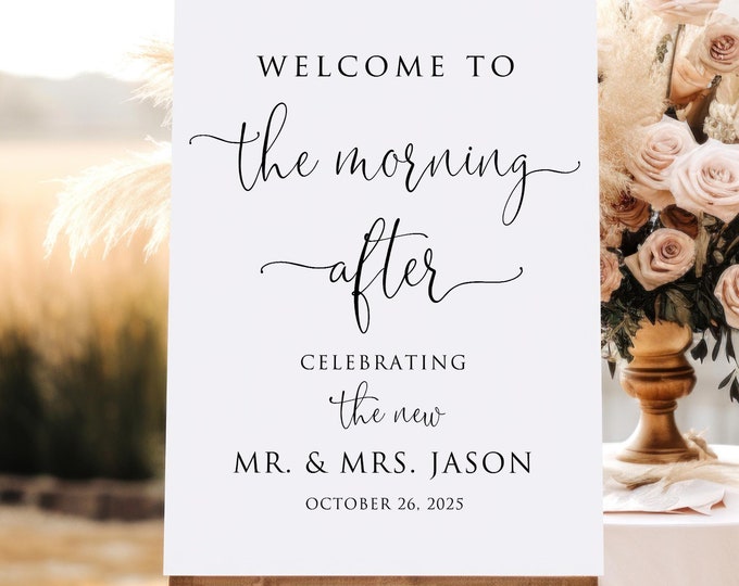 Welcome to the Morning After Sign, Wedding Brunch Welcome Sign, Modern ...