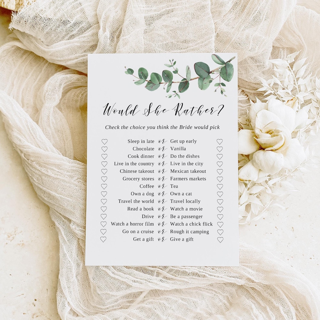 Would She Rather Bridal Shower Game