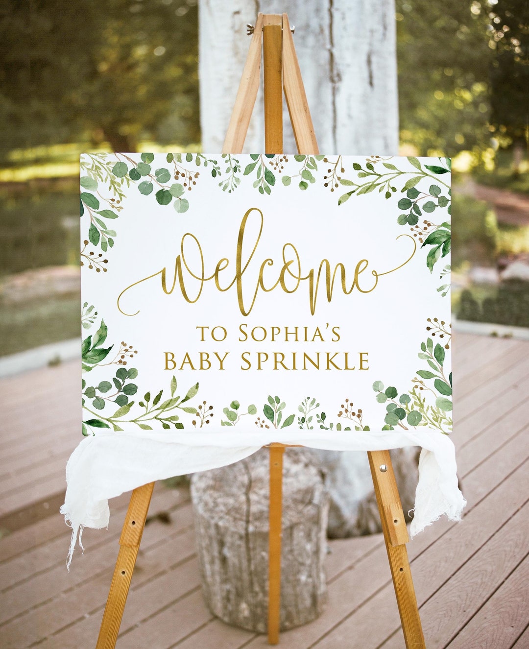 Greenery Baby Sprinkle Welcome Sign, Gender Neutral Baby Shower Sign ...