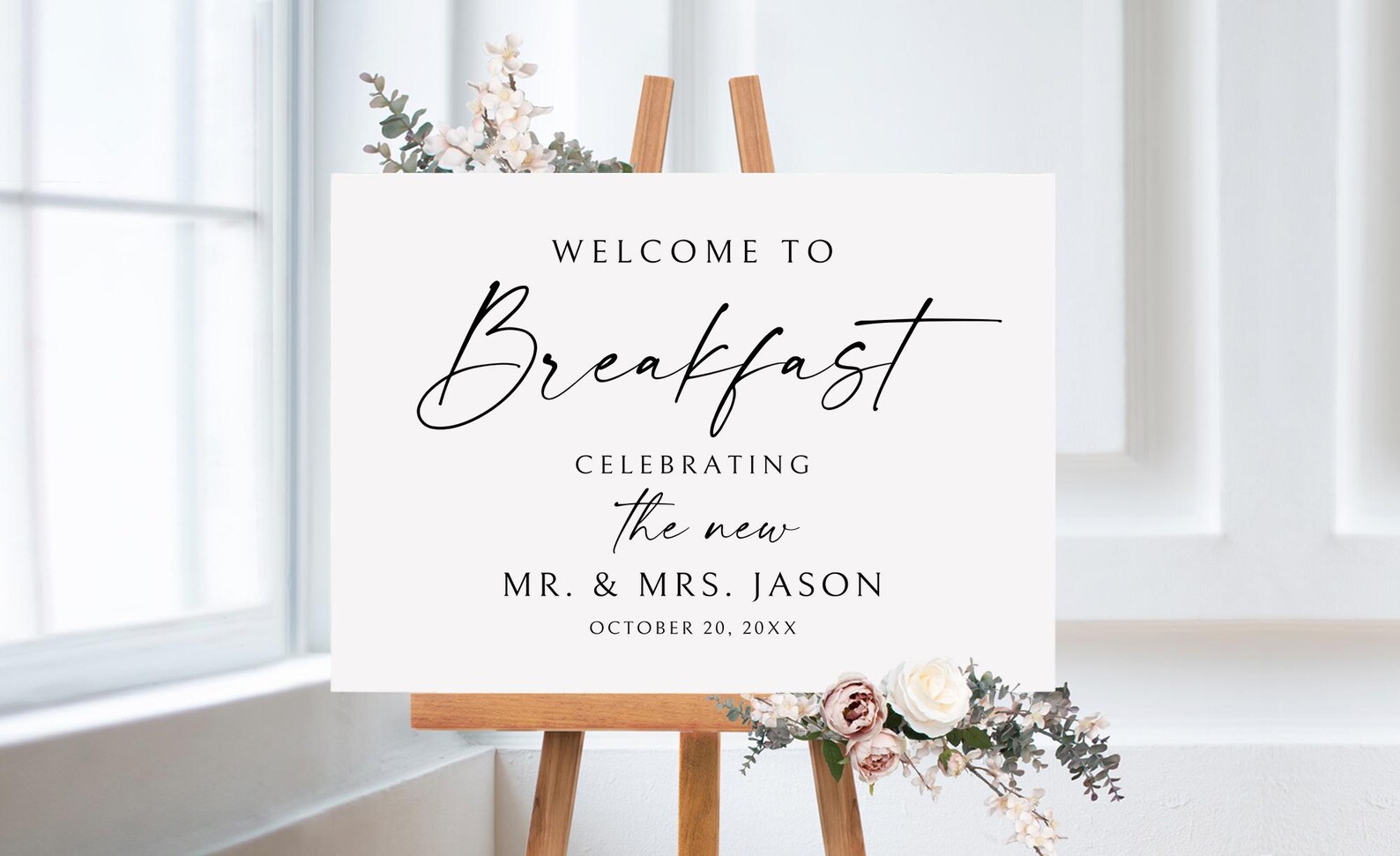 PRINTED or DIGITAL Wedding Breakfast Sign, Celebrating the New Mr ...