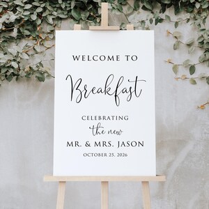PRINTED or DIGITAL Modern Wedding Breakfast Welcome Sign, Celebrating ...