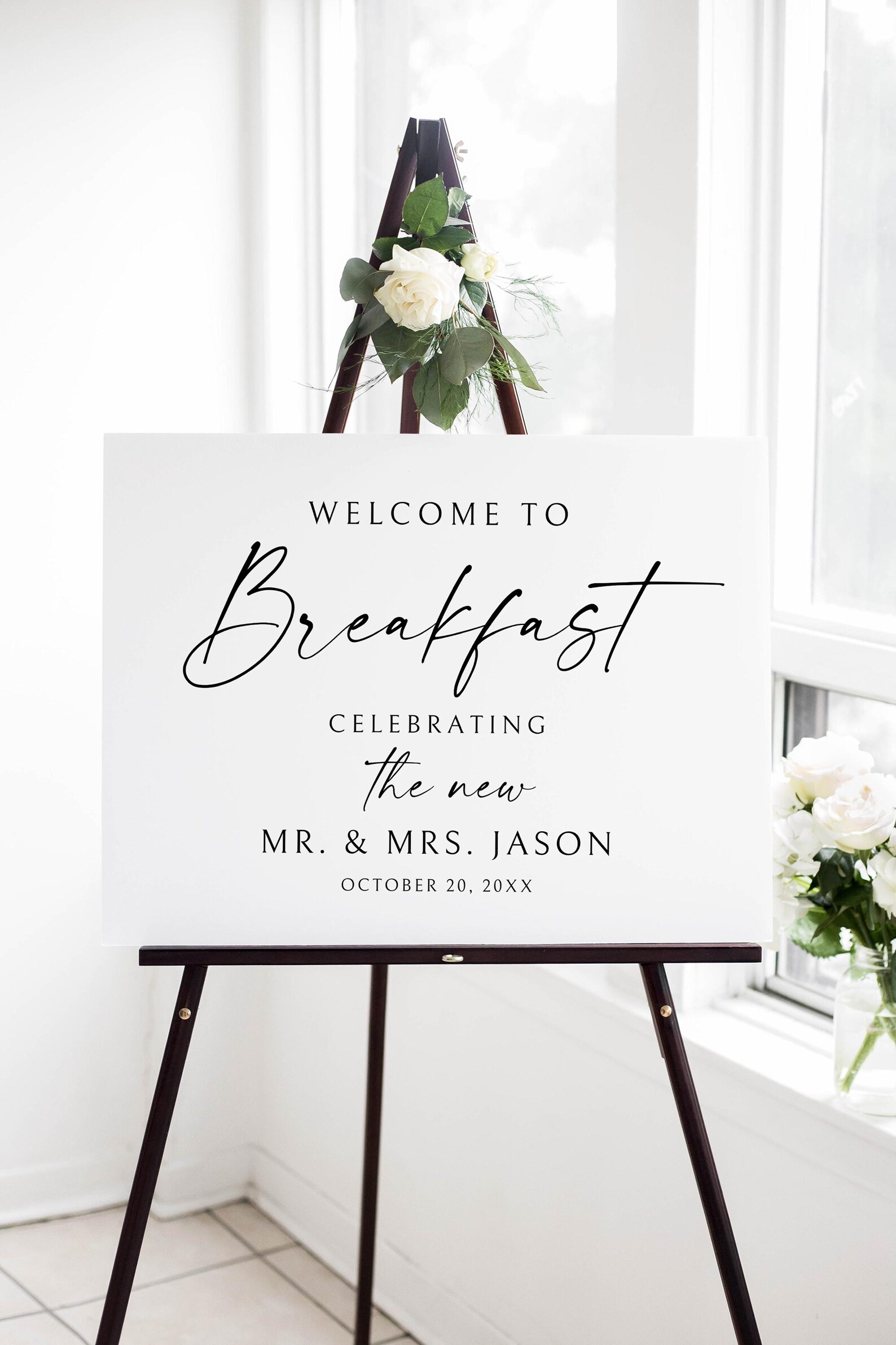 PRINTED or DIGITAL Wedding Breakfast Sign, Celebrating the New Mr ...