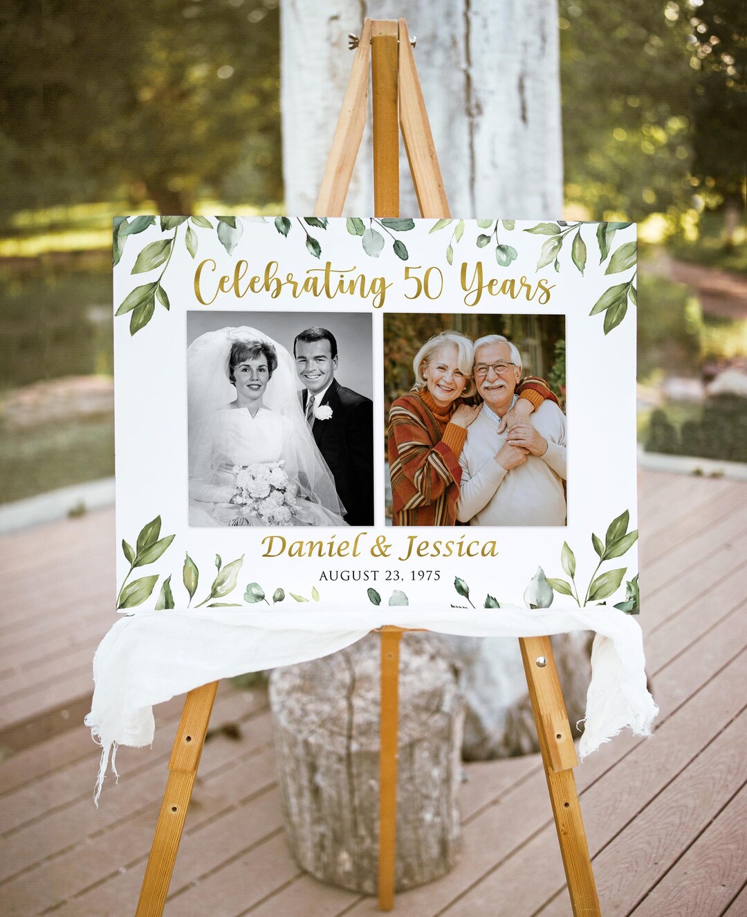 PRINTED 50th Wedding Anniversary Welcome Sign With Photo, Celebrating ...