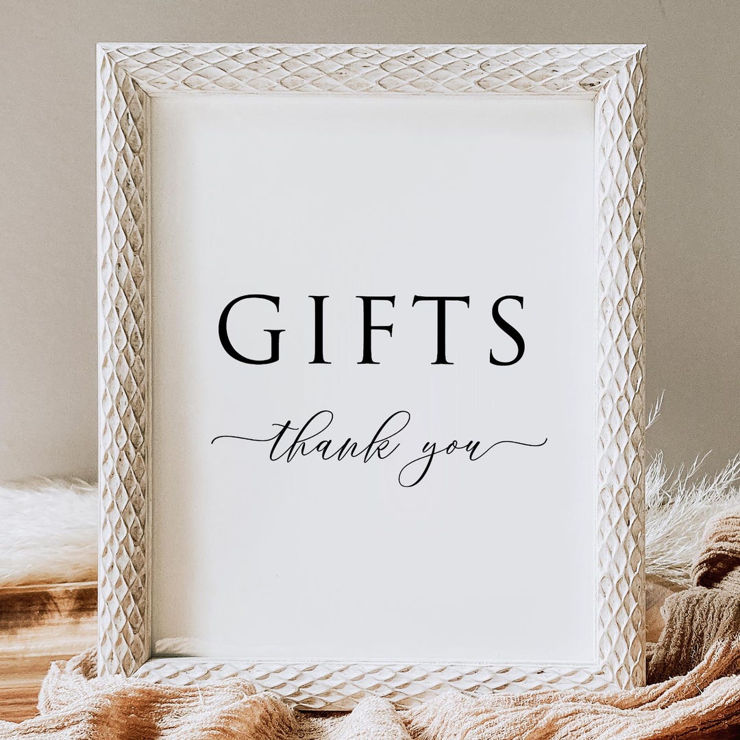 PRINTED or DIGITAL Modern Wedding Gift Table Sign, Bridal Shower Gifts ...