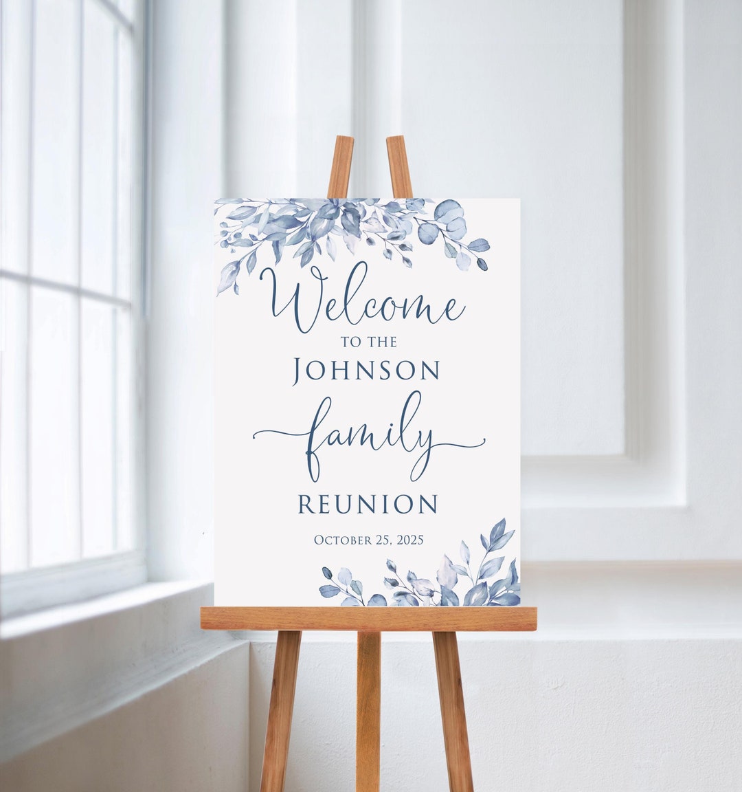 PRINTED Dusty Blue Family Reunion Welcome Sign, Light Blue Family ...