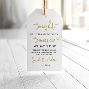 PRINTED Rehearsal Favor Tags, Wedding Rehearsal Dinner Thank You Tags ...