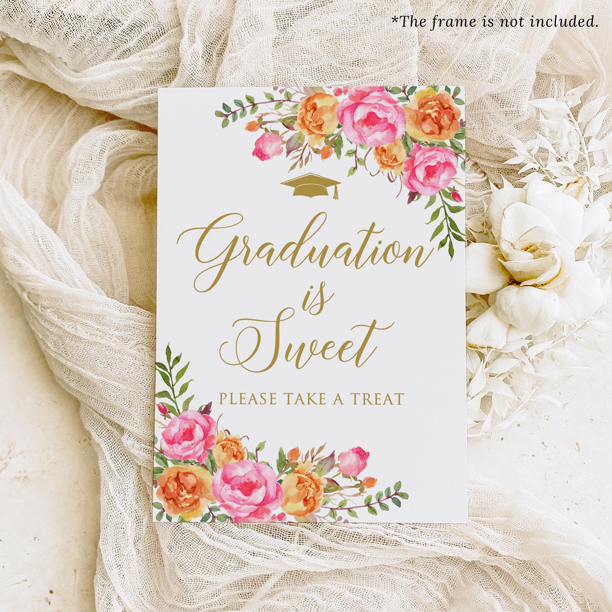 DIGITAL Hot Pink Orange Graduation Dessert Sign, Graduation is Sweet ...