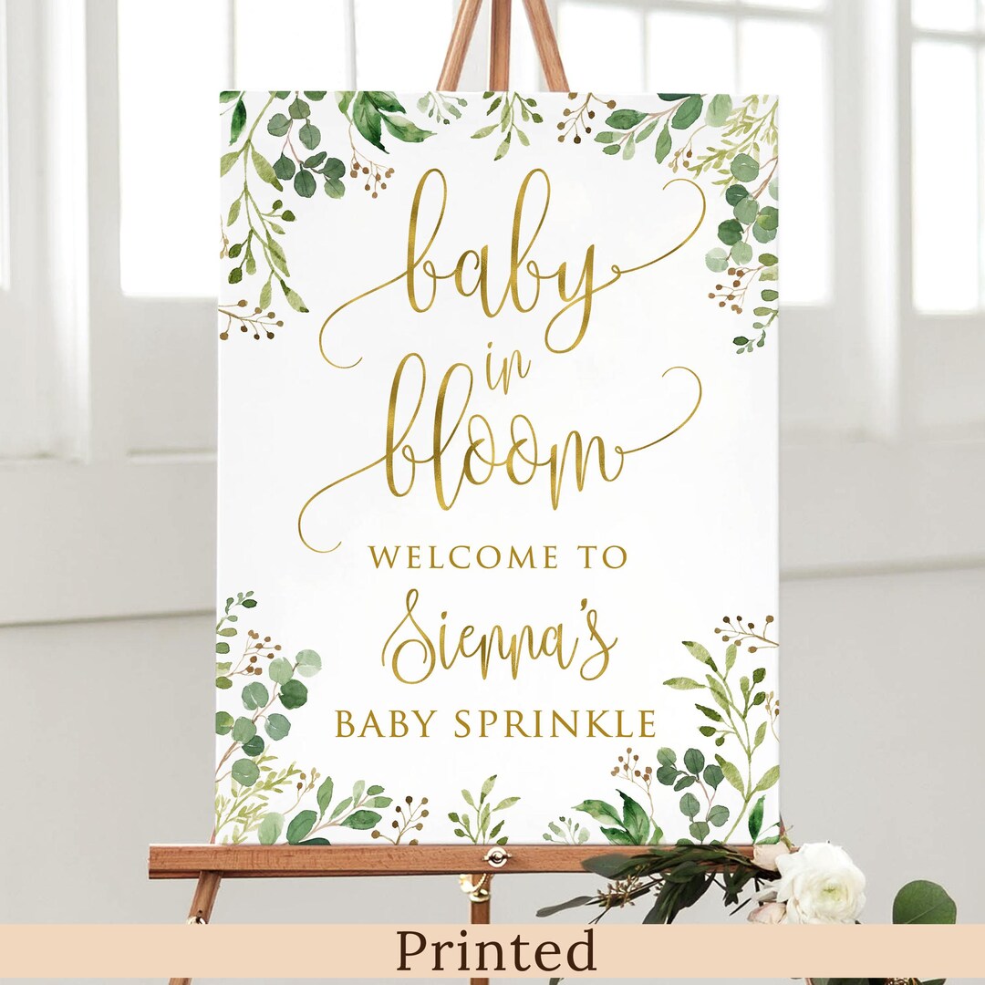 PRINTED or DIGITAL Greenery Baby Sprinkle Sign, Baby in Bloom Gender ...