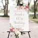 PRINTED Floral 60th Birthday Welcome Sign, Pink Birthday Sign Any Age ...