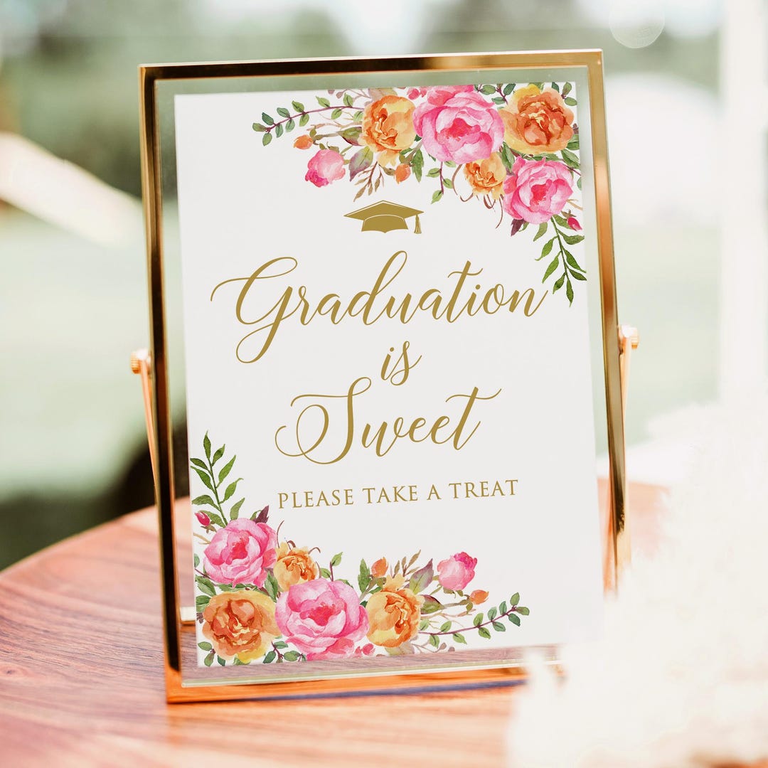 DIGITAL Hot Pink Orange Graduation Dessert Sign, Graduation is Sweet ...
