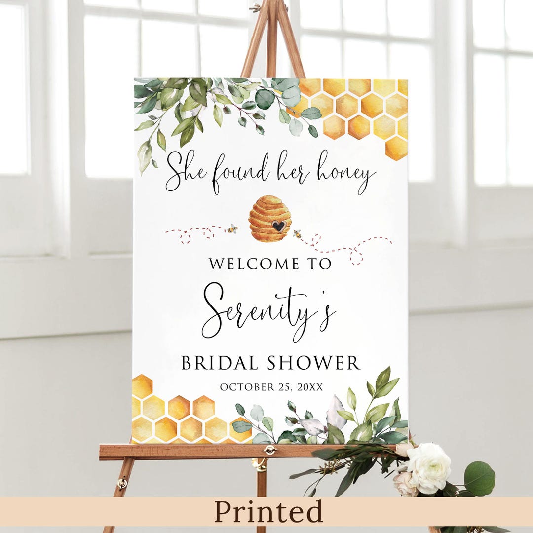 PRINTED or DIGITAL Honey Bee Bridal Shower Welcome Sign She Found Her ...