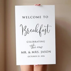 PRINTED or DIGITAL Modern Wedding Breakfast Welcome Sign, Celebrating ...