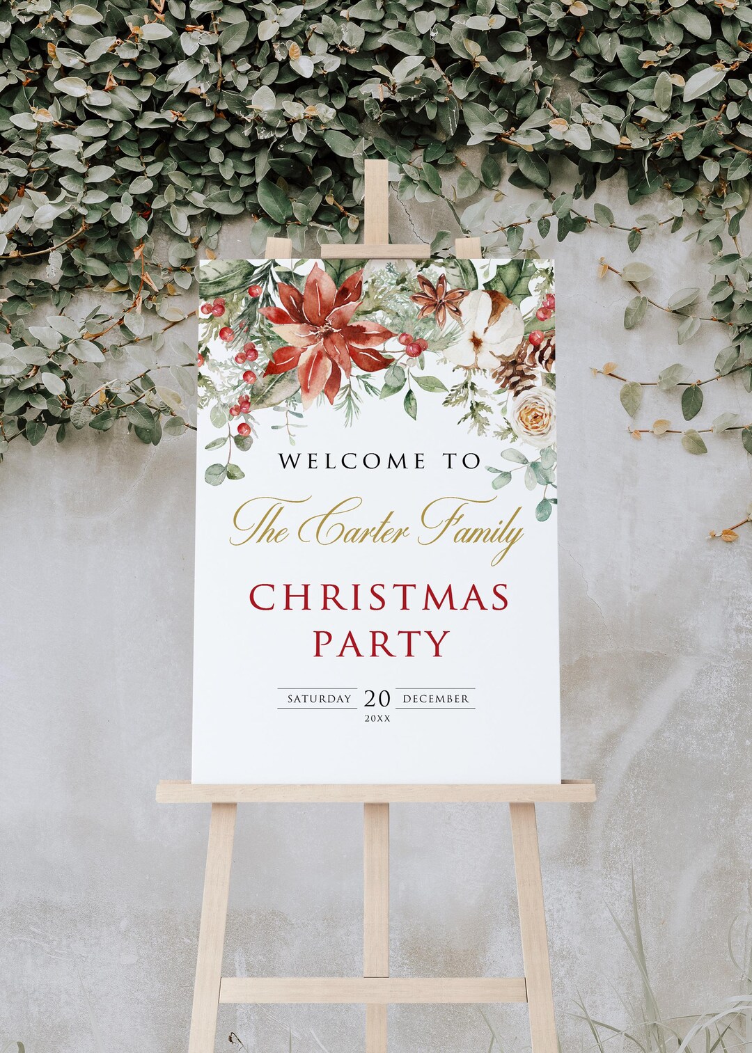 PRINTED Christmas Welcome Sign, Holiday Party Decorations, Foam Board ...
