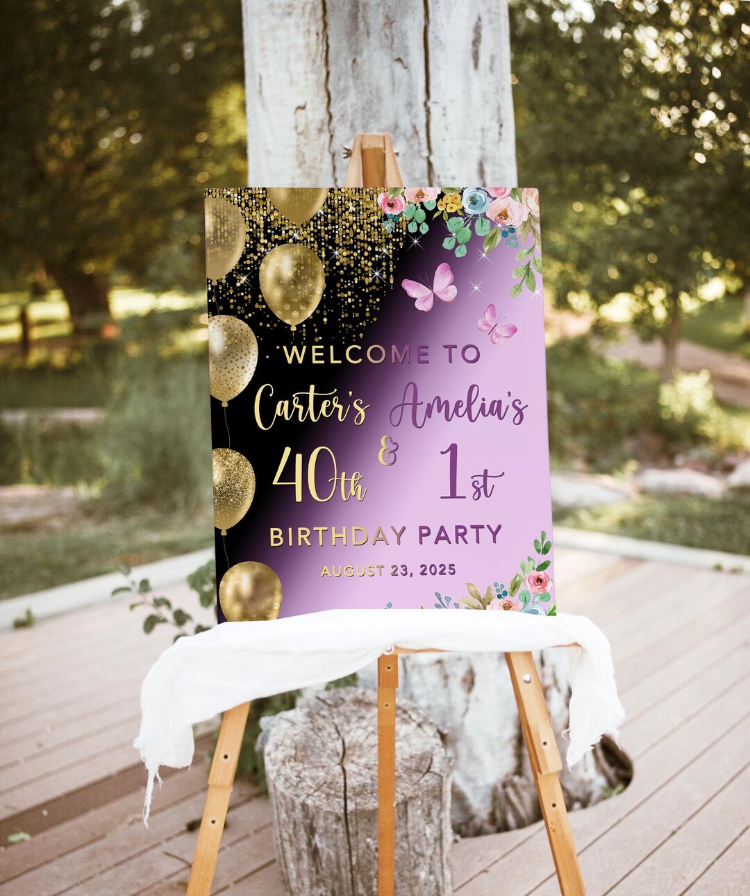PRINTED Joint Birthday Party Welcome Sign, Adult and Child Birthday ...