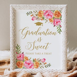 DIGITAL Hot Pink Orange Graduation Dessert Sign, Graduation is Sweet ...