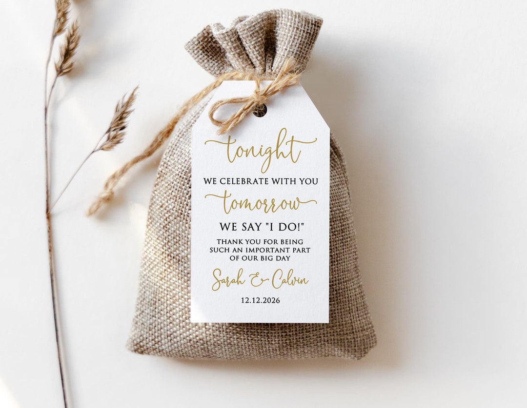 PRINTED Rehearsal Favor Tags, Wedding Rehearsal Dinner Thank You Tags ...