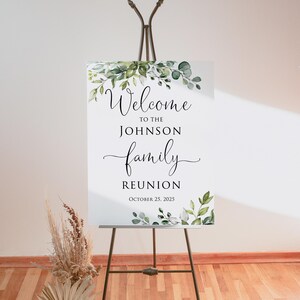 PRINTED Family Reunion Sign, Greenery Family Reunion Welcome Sign ...