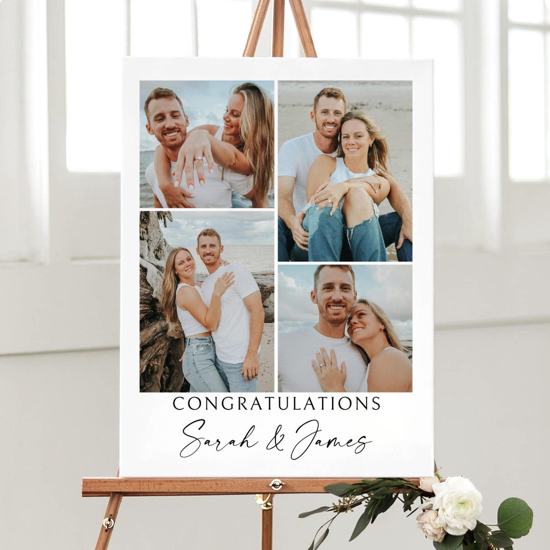 Personalized Photo Collage Poster, Custom Couple Photo Sign, Foam Board ...
