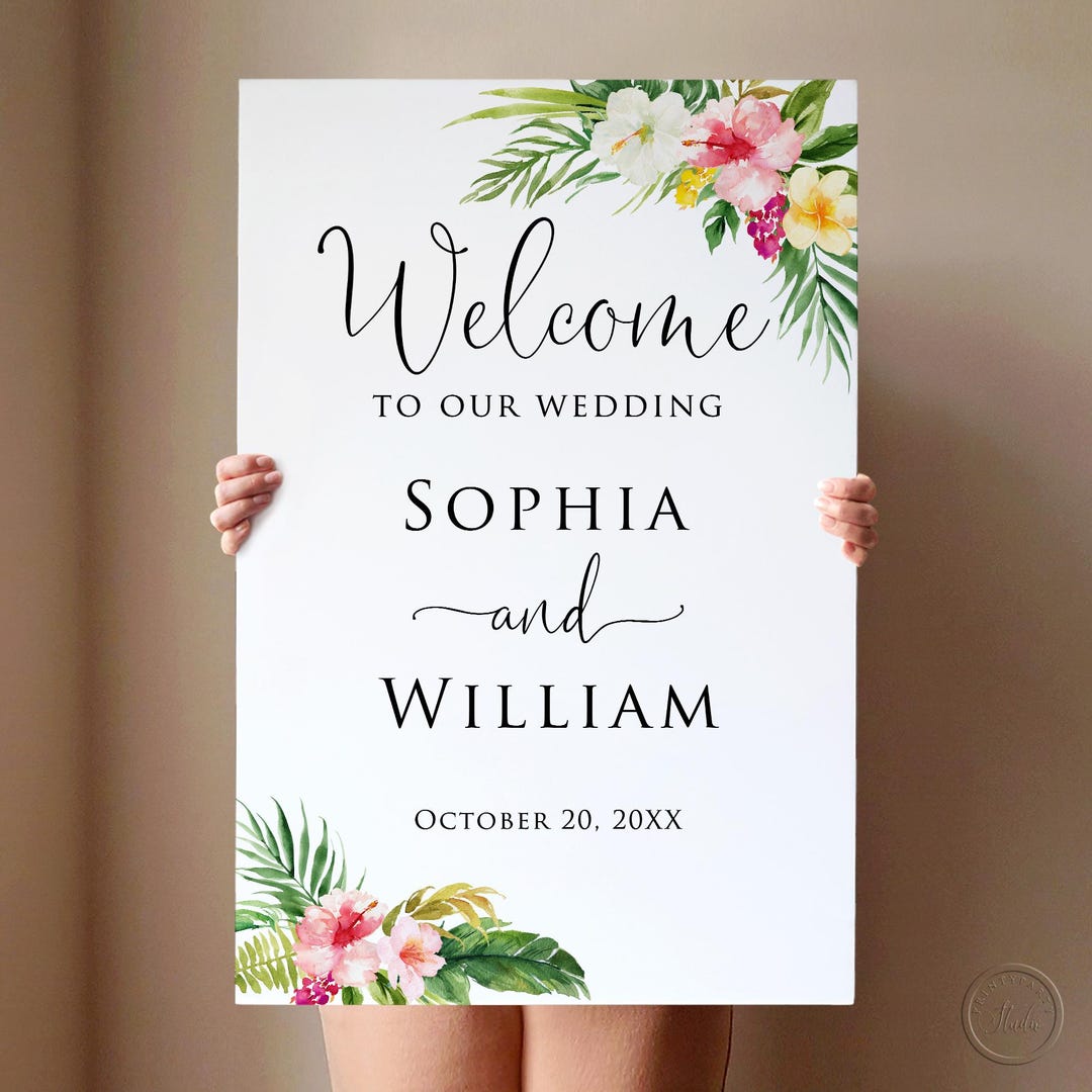 PRINTED or DIGITAL Tropical Wedding Welcome Sign, Hawaiian Poster ...