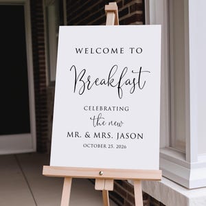 PRINTED or DIGITAL Modern Wedding Breakfast Welcome Sign, Celebrating ...