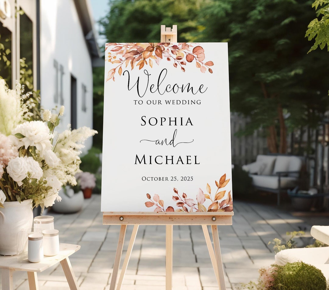 PRINTED Fall Wedding Welcome Sign, Autumn Wedding Sign, Fall Welcome ...