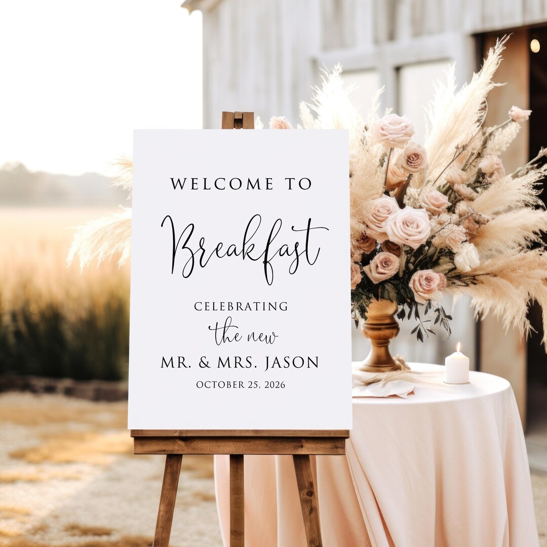 PRINTED or DIGITAL Modern Wedding Breakfast Welcome Sign, Celebrating ...