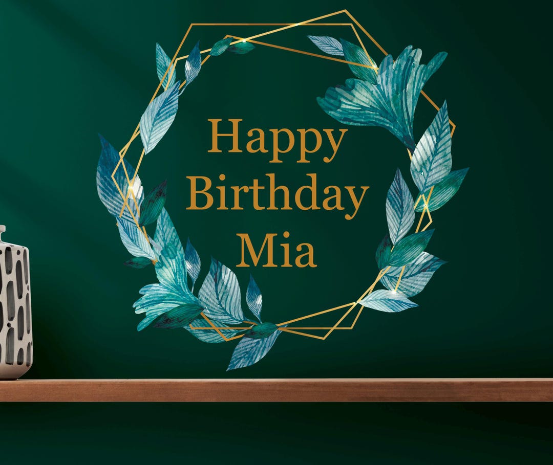 Happy Birthday Wall Decal, Custom Name Vinyl Sticker, 27x27 Wreath ...