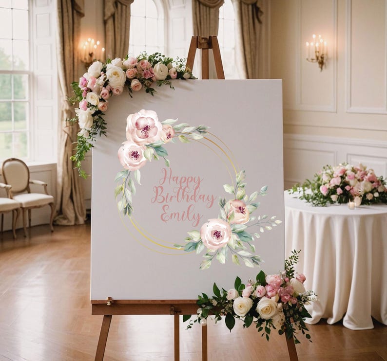 Floral Happy Birthday Wall Decal: Watercolor Roses Party Decor A074 - Etsy