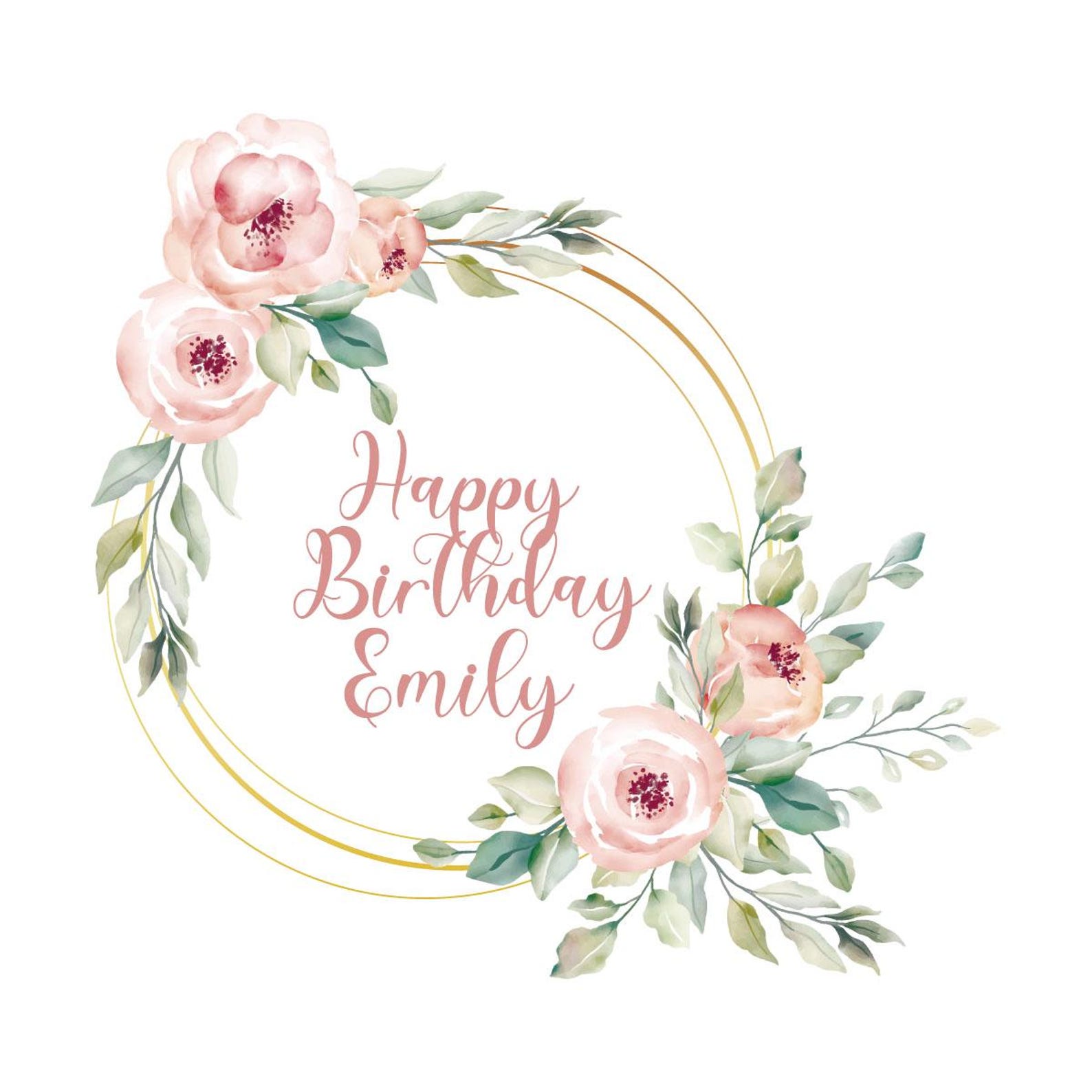 Happy Birthday Floral Wall Decal, Elegant Birthday Backdrop With ...