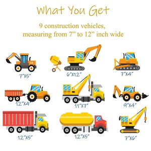 Construction Trucks Set Fabric Wall Decal Nursery Decor, Reusable and ...